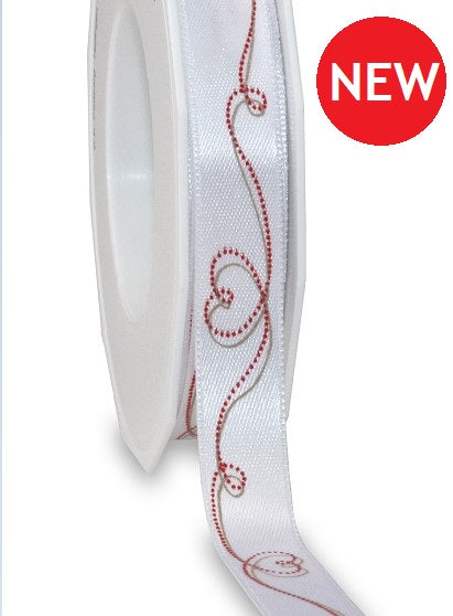 Valentine White Satin Ribbon | Cherry Ribbon